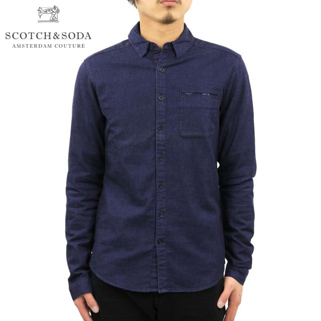 スコッチアンドソーダ シャツ メンズ 正規販売店 SCOTCH＆SODA 長袖シャツ Pure indigo shirt series with re クリスマス プレゼント ラッピング