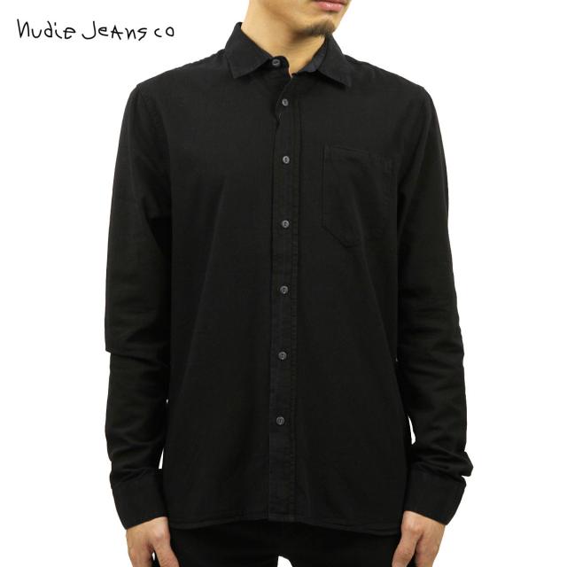 ヌーディージーンズ シャツ メンズ 正規販売店 Nudie Jeans 長袖シャツ Henry Black 140374 D15S25 クリスマス プレゼント ラッピング