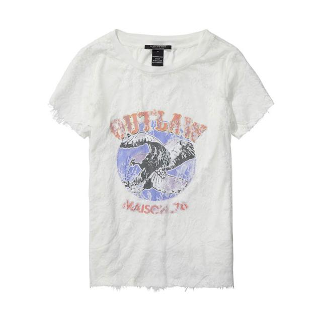 メゾンスコッチ MAISON SCOTCH 正規販売店 レディース 半袖Tシャツ 2 in 1: Lace tee sold with a rock 'n' roll inspired inner tee 131226 B D15S25 クリスマス プレゼント ラッピング メゾンスコッチ MAISON SCOTCH 正規販売店 レディース 半袖Tシャツ 2