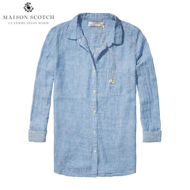 メゾンスコッチ MAISON SCOTCH 正規販売店 レディース 長袖シャツ Striped linen beach shirt 131146 A D00S20 クリスマス プレゼント ラッピング