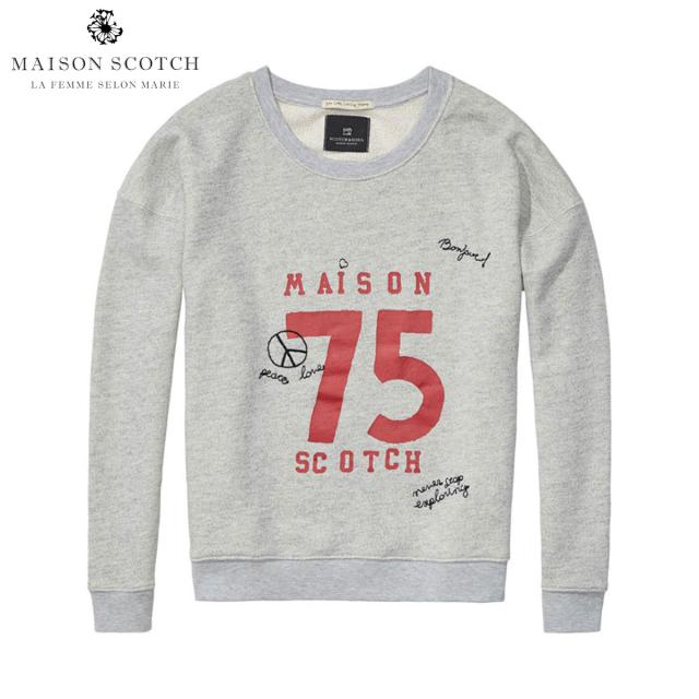 【ポイント10倍 12/13 0:00〜12/19 9:59】 メゾンスコッチ MAISON SCOTCH 正規販売店 レディース トレーナー Easy crew neck sweat with 'Maison' artworks 131201 970 D00S20 クリスマス プレゼント ラッピング