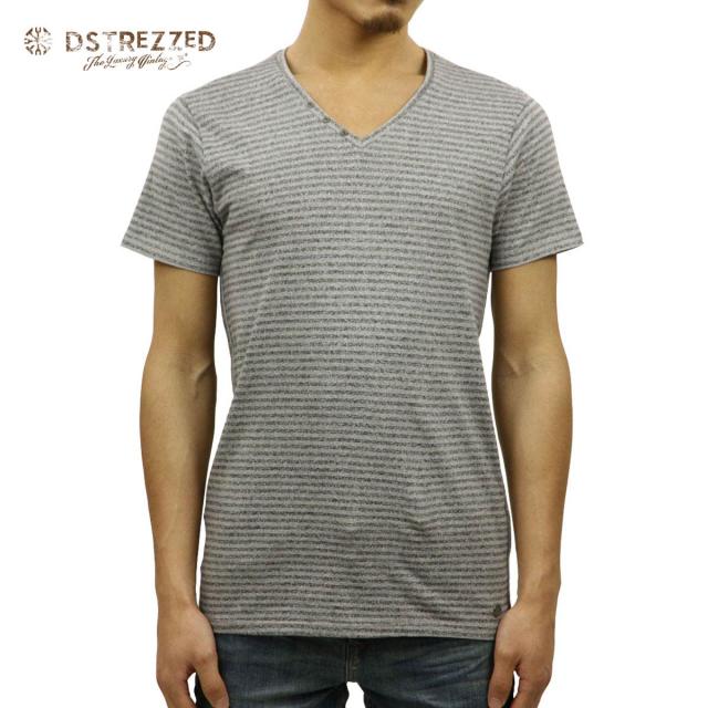 ディストレス Tシャツ 正規販売店 DSTREZZED 半袖Tシャツ V-neck s/s Y/D stripe melange 202192 97 D15S25 クリスマス プレゼント ラッピング
