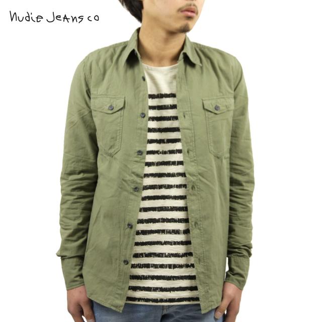 ヌーディージーンズ シャツ メンズ 正規販売店 Nudie Jeans 長袖シャツ Gunnar Olive 140405 D00S15 クリスマス プレゼント ラッピング