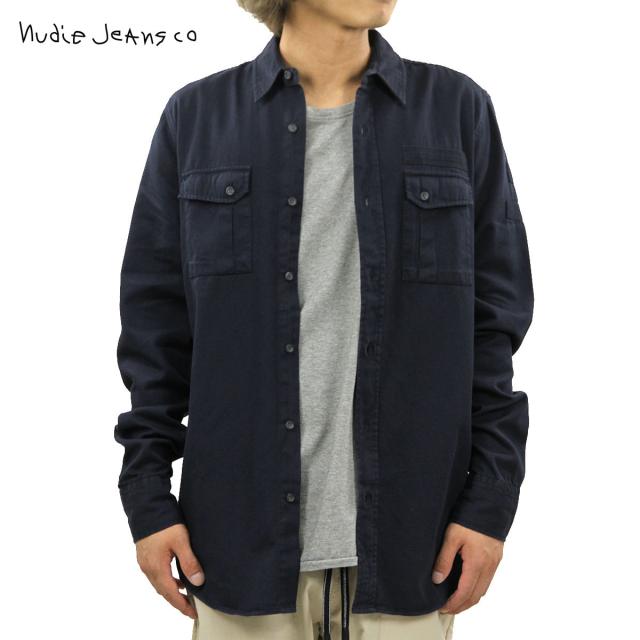 ヌーディージーンズ シャツ メンズ 正規販売店 Nudie Jeans 長袖シャツ Gunnar B25 Navy 140445 D00S20 クリスマス プレゼント ラッピング