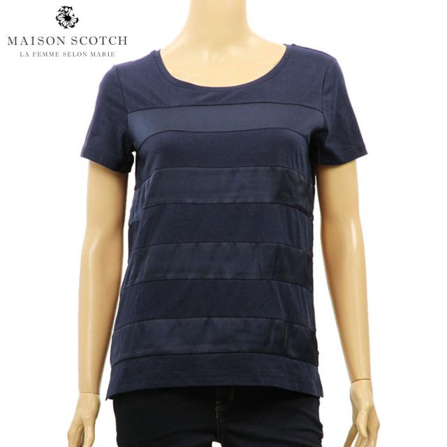 20%OFFクーポンセール 【利用期間 12/13 0:00〜12/19 9:59】 メゾンスコッチ MAISON SCOTCH 正規販売店 レディース 半袖Tシャツ Short sleeve tee with woven stripe panels 102148 04 D00S20 クリスマス プレゼント ラッピング