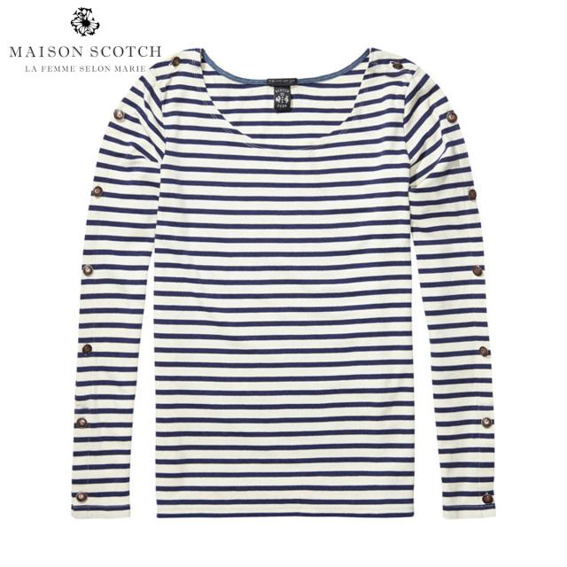 【ポイント10倍 12/13 0:00〜12/19 9:59】 メゾンスコッチ レディース Tシャツ ロンT 正規販売店 MAISON SCOTCH 長袖Tシャツ L/S breton Tee 100218 B D00S20 クリスマス プレゼント ラッピング