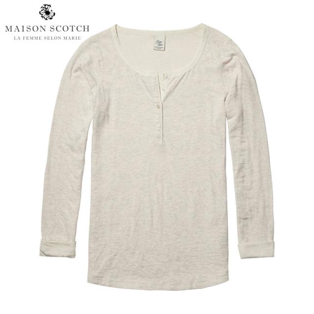 20%OFFクーポンセール 【利用期間 12/13 0:00〜12/19 9:59】 メゾンスコッチ レディース Tシャツ ロンT 正規販売店 MAISON SCOTCH 長袖Tシャツ  Alone long sleeve granddad tee 100355 40 D00S20 クリスマス プレゼント ラッピング