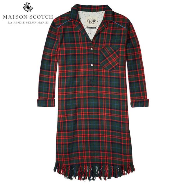 【ポイント10倍 12/13 0:00〜12/19 9:59】 メゾンスコッチ MAISON SCOTCH 正規販売店 レディース ドレス Shirt dress in various checks with fringes at the bottomhem. 100268 18 D00S20 クリスマス プレゼント ラッピング