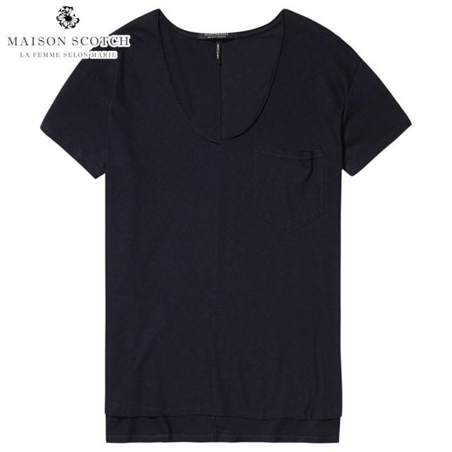メゾンスコッチ MAISON SCOTCH 正規販売店 レディース 半袖Tシャツ BASIC CHEST POCKET T-SHIRT 137312 4 NAVY D00S15 クリスマス プレゼント ラッピング