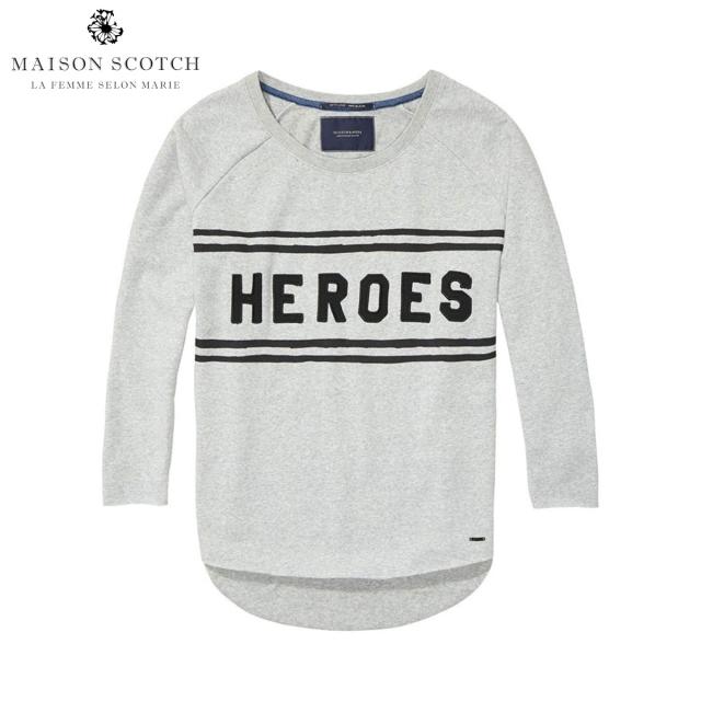 【ポイント10倍 12/13 0:00〜12/19 9:59】 メゾンスコッチ MAISON SCOTCH 正規販売店 レディース 七分袖Tシャツ UNEVEN HEM SWEATER 134822 0G GREY ME D00S15 クリスマス プレゼント ラッピング