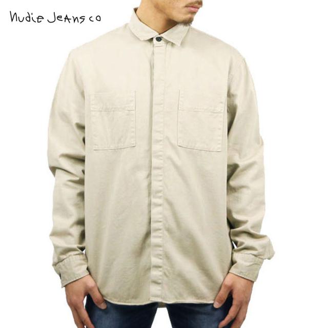 ヌーディージーンズ シャツ メンズ 正規販売店 Nudie Jeans 長袖シャツ CALLE SHIRT SAND B35 140476 D00S15 クリスマス プレゼント ラッピング