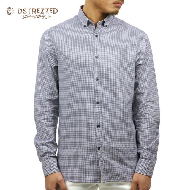ディストレス シャツ メンズ 正規販売店 DSTREZZED 長袖シャツ GINGHAM CHECK SHIRT MIDNIGHT BLUE 303078 78 D00S15 クリスマス プレゼント ラッピング