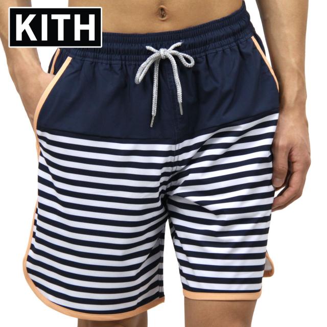 キス 水着 メンズ 正規品 KITH スイムパンツ KITH ROCKAWAY SHORT KH7002-102 NAVY / PINK クリスマス プレゼント ラッピング