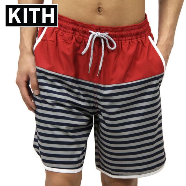 キス 水着 メンズ 正規品 KITH スイムパンツ KITH ROCKAWAY SHORT KH7002-106 RED / NAVY クリスマス プレゼント ラッピング