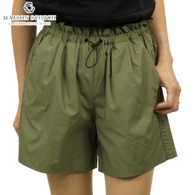 メゾンスコッチ MAISON SCOTCH 正規販売店 レディース ショートパンツ TECHNICAL POPLIN PAPERBAG SHORTS WITH ROUCHED SIDE SEAM 143789 15 52509 ARMY クリスマス プレゼント ラッピング