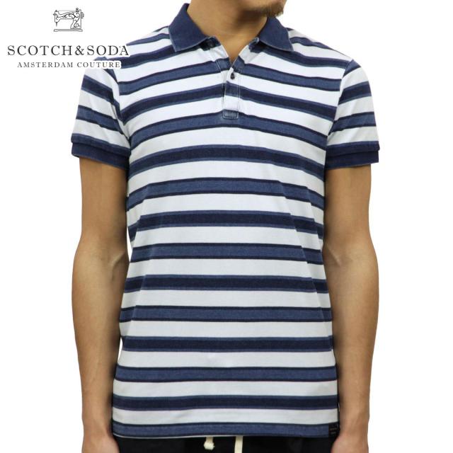 スコッチアンドソーダ SCOTCH＆SODA 正規販売店 メンズ ボーダー柄 ピケポロ 半袖ポロシャツ INDIGO PIQUE POLO 149075 0217 COMBO A クリスマス プレゼント ラッピング