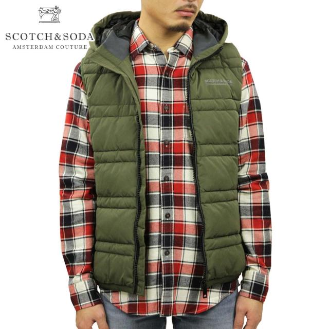 スコッチアンドソーダ ベスト メンズ 正規販売店 SCOTCH＆SODA アウター CLASSIC HOODED QUILTED BODYWARMER VEST ARMY 152113 82606 47 クリスマス プレゼント ラッピング