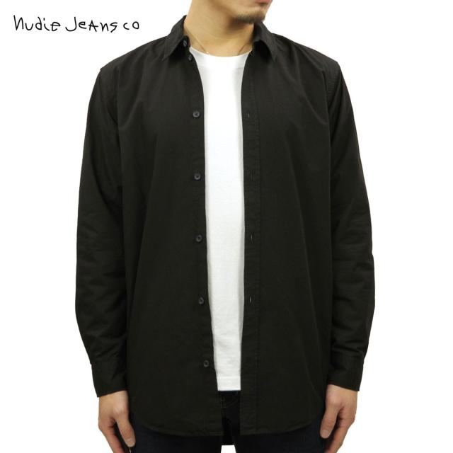 ヌーディージーンズ シャツ メンズ 正規販売店 Nudie Jeans 長袖シャツ ワークシャツ GABRIEL PLAIN WORK SHIRT BLACK B01 140622 3009 クリスマス プレゼント ラッピング