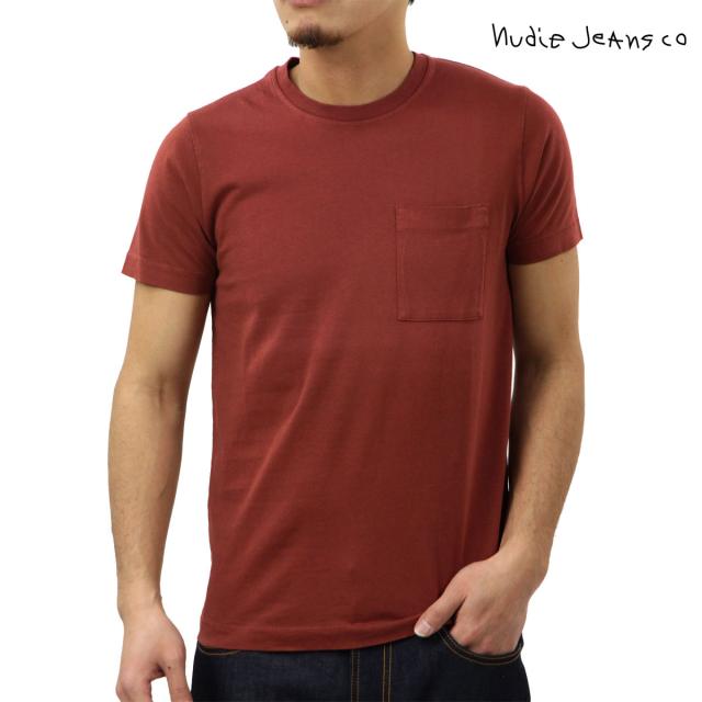 ヌーディージーンズ メンズ 半袖Tシャツ 正規販売店 Nudie Jeans クルーネック ポケT ROY CREW NECK ONE POCKET TEE BRICK RED R34 131687