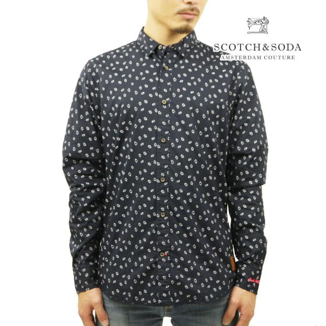 スコッチアンドソーダ シャツ メンズ 正規販売店 SCOTCH&SODA 長袖シャツ ボタンダウンシャツ SLIM-FIT PRINTED POPLIN SHIRT COMBO B D 167265 0218 61411 79 クリスマス プレゼント ラッピング