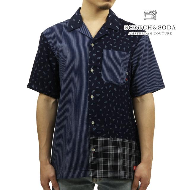 スコッチアンドソーダ メンズ 半袖シャツ 正規販売店 SCOTCH＆SODA 開襟シャツ アロハシャツ SHORT SLEEVE INDIG クリスマス プレゼント ラッピング