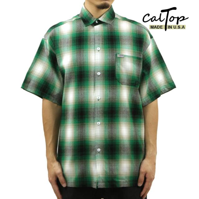 キャルトップ メンズ 半袖シャツ 正規品 CALTOP CALTOP ACRYLIC OMBRE CHECK SHORT SLEEVE SHIRTS GREEN / WHITE クリスマス プレゼント ラッピング