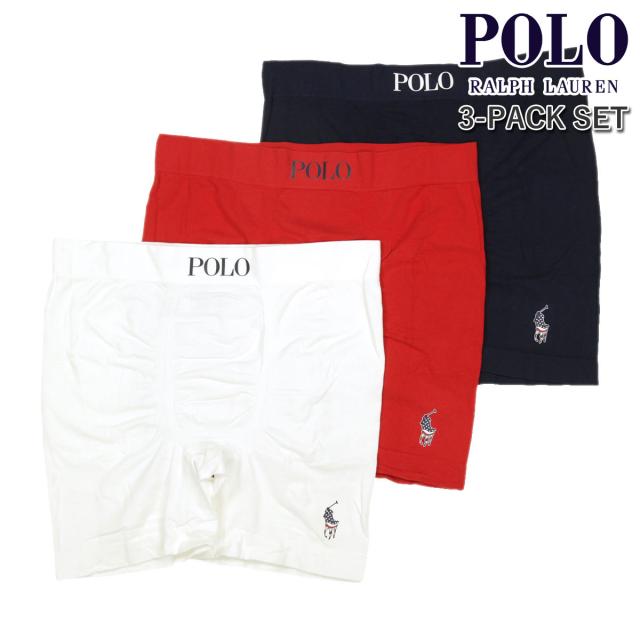 ポロ ラルフローレン メンズ ボクサーパンツ 正規品 POLO RALPH LAUREN 下着 3枚セット アンダーウェア ボクサーブリーフ 3 PACK FREEDOM FX SEAMX BOXER BRIEF LLBBP3 RP04 WHITE/RL2000 RED/CRUISE NAVY (POLO LOGO) クリスマス プレゼント ラッピング