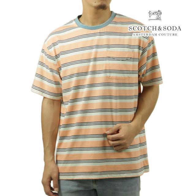 スコッチアンドソーダ メンズ 半袖Tシャツ 正規販売店 SCOTCH＆SODA クルーネック ボーダー ポケT YARN DYE STRI クリスマス プレゼント ラッピング