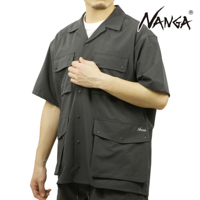 ナンガ メンズ 半袖シャツ 正規販売店 NANGA ワークシャツ AIR CLOTH UTILITY PK SHORT SLEEVE SHIRT BLK NW2411 クリスマス プレゼント ラッピング