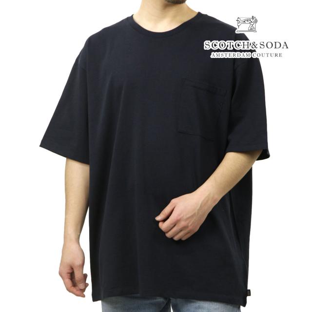 スコッチアンドソーダ メンズ 半袖Tシャツ 正規販売店 SCOTCH&SODA クルーネック ポケT CORE 3 CROSSES ESSENTIALS LOOSE FIT FRONT POCKET T-SHIRT NIGHT 179193 401 54405 34405 78