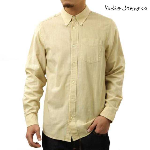 ヌーディージーンズ メンズ 長袖シャツ 正規販売店 Nudie Jeans 長袖 ボタンダウン カジュアルシャツ BUTTON DOWN BREEZE SHIRT 140746 W50 CREAM