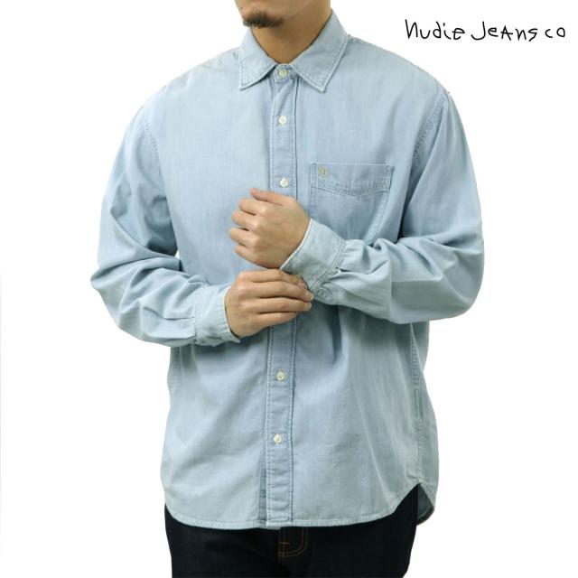 ヌーディージーンズ メンズ デニムシャツ 正規販売店 Nudie Jeans 長袖 ボタンダウン カジュアルシャツ FILIP CASUAL SUNKISSED DENIM SHIRT 140742 B26 DENIM