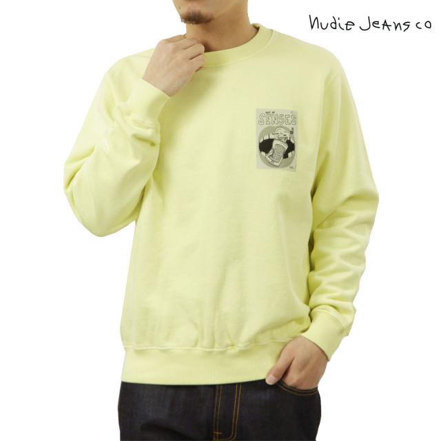 ヌーディージーンズ メンズ スウェット 正規販売店 Nudie Jeans トレーナー 長袖 クルーネック LASSE ISSUE 5 SWEAT FLEECE 150531 P26 PAPER YELLOW