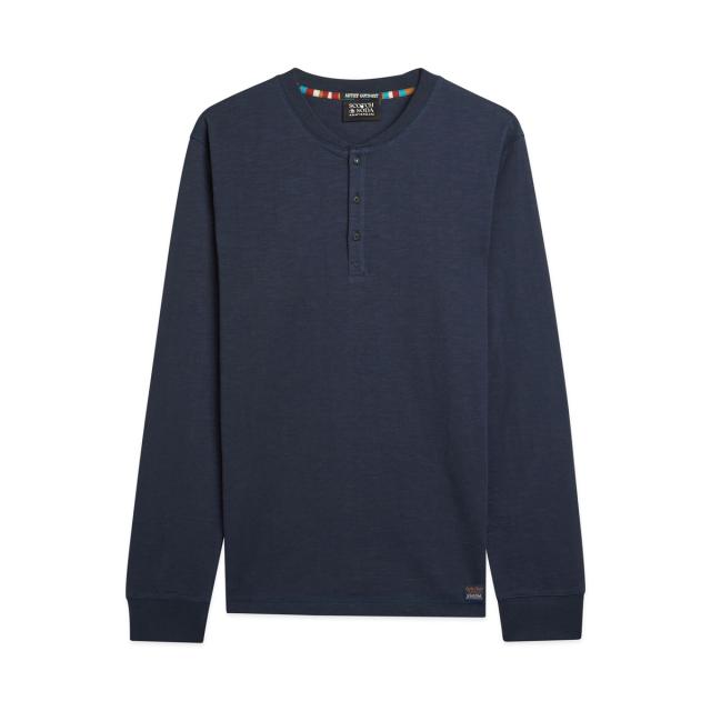 予約商品 3月頃入荷予定 スコッチアンドソーダ メンズ 長袖Tシャツ 正規販売店 SCOTCH&SODA ヘンリーネック ロンT HENLEY SLUB YARN REGULAR FIT LONG SLEEVED T-SHIRT PAGEANT BLUE 182322 401 53401 76