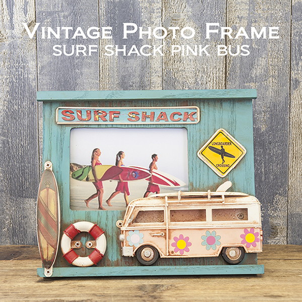 「送料無料 ポイント7% 300円クーポン」【2個セット】SURF SHACK PINK BUS ビンテージカー Vintage Photo ...