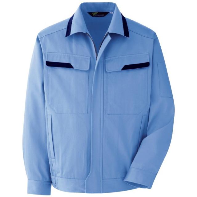 ミドリ安全 ベルデクセルフレックス 綿100%ブルゾン VES2392 ライトブルー 春夏 作業着 作業服 消臭