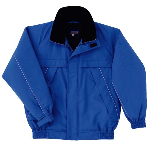ミドリ安全 静電防風ブルゾン SE1083上 ブルー 作業服 作業着 現場 秋冬 帯電防止JIS 反射パイピング ポリ100