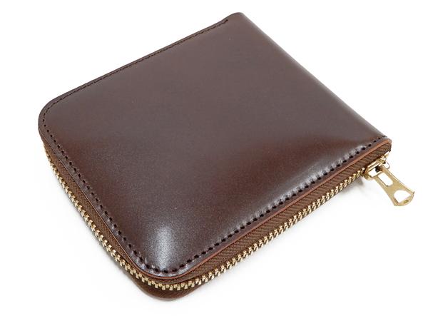 メンズ 財布 レザーショートウォレット LE-4319 バーンズアウトフィッターズ コードバン ラウンドジップウォレット チョコ 新品