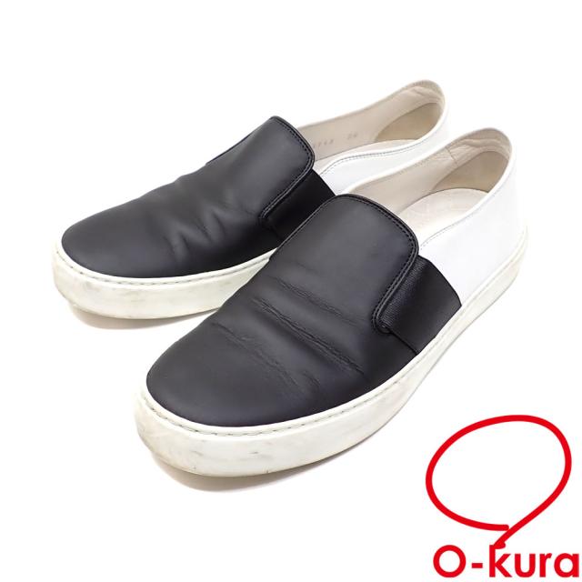 中古 シャネル スリッポン レディース レザー ホワイト ブラック 23.0cm 36 バイカラー モノトーン 古着 アパレル