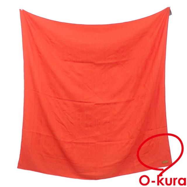 中古 エルメス スカーフ カレ 115 レディース カシミヤ他 レッド 赤 モダンなバックル 古着