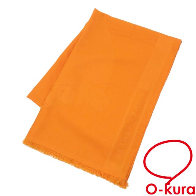中古 エルメス ストール レディース カシミヤ他 オレンジ ホース 馬 古着