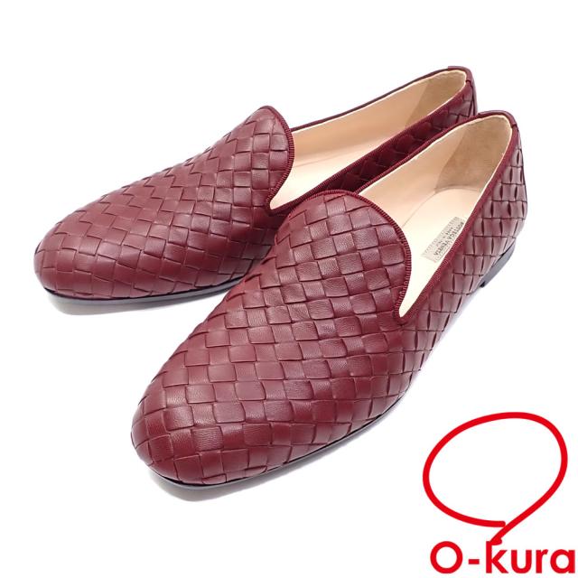 中古 ボッテガ ヴェネタ パンプス レディース アーモンドトゥ レッド系 23.5cm 36 1/2 イントレチャート 編み込み ぺたんこ フラットシューズ 古着 アパレル