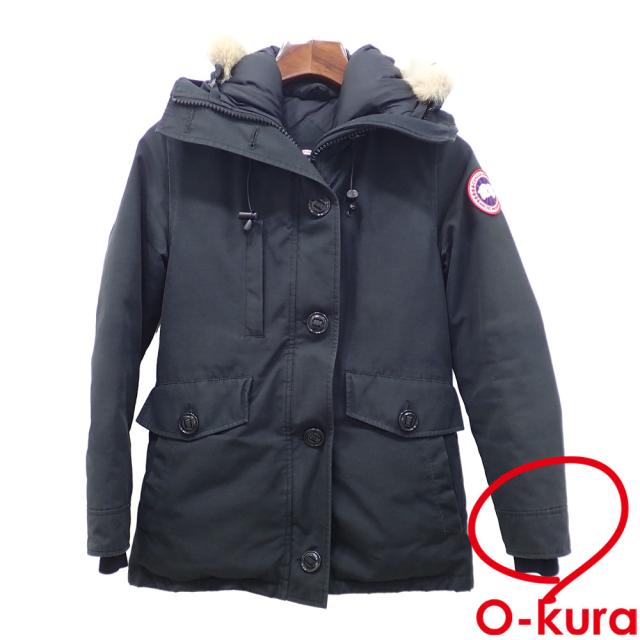 中古 カナダグース ダウンジャケット シャーロットパーカー レディース 長袖 フード付き ポリエステル コットン ブラック 黒 Sサイズ 2300JL ファー付き 古着 アパレル アウター