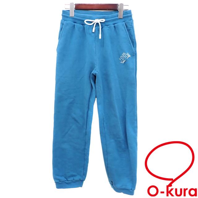 中古 ルイ・ヴィトン シグネチャー パンツ ウィズエンブロイダリー メンズ ブルー XSサイズ コットン スウェットパンツ RM222E IHN HNY57W 古着 アパレル