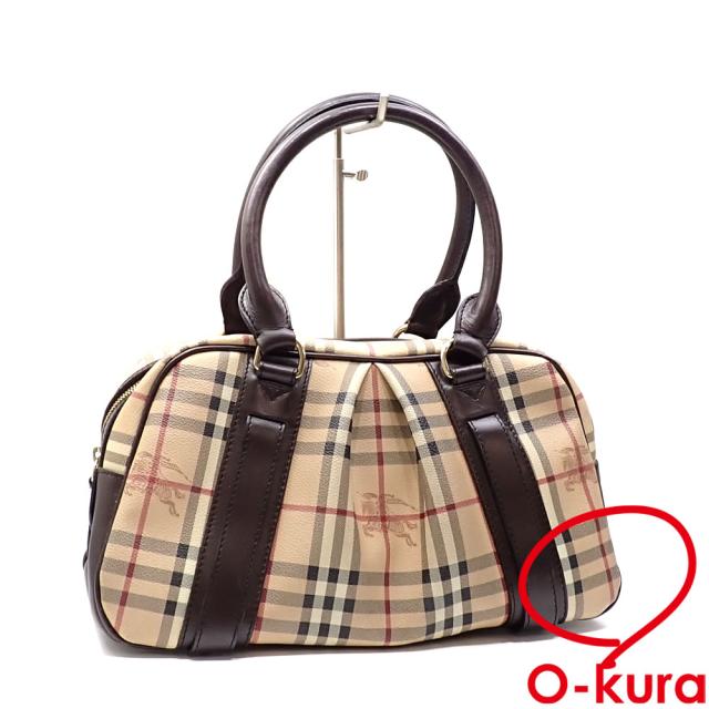 中古 バーバリー ハンドバッグ レディース ベージュ ブラウン PVC