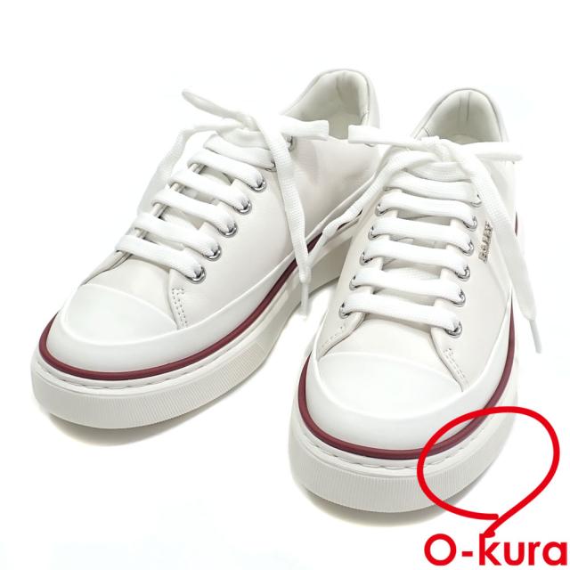 中古 バリー スニーカー レディース カーフレザー ラバー ホワイト 白 約23.5cm 36 1/2 古着 アパレル