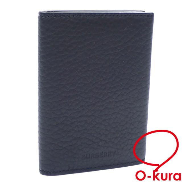 中古 バーバリー 二つ折り カードケース ブラック 黒 レザー 革 カード入れ 名刺入れ レディース メンズ