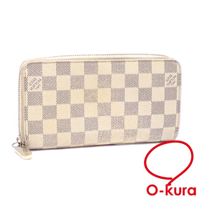 中古 ルイ・ヴィトン ラウンドファスナー 長財布 ダミエアズール ジッピー・ウォレット レディース