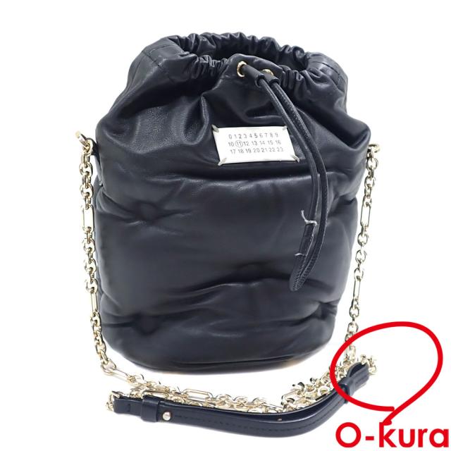 中古 メゾンマルジェラ ショルダーバッグ レディース グラムスラム ブラック 黒 レザー S56WG0111 2WAY 肩掛け 斜め掛け 巾着