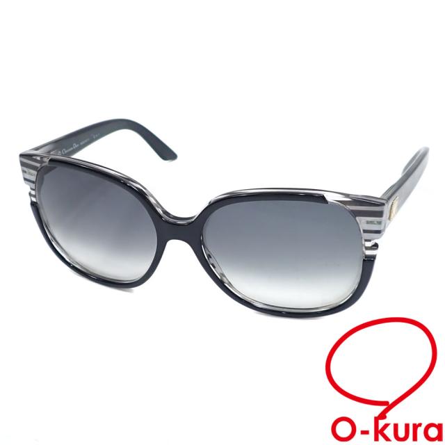 中古 クリスチャンディオール サングラス レディース ブラック ホワイト プラスチック I5AJJ アイウェア 眼鏡 メガネ